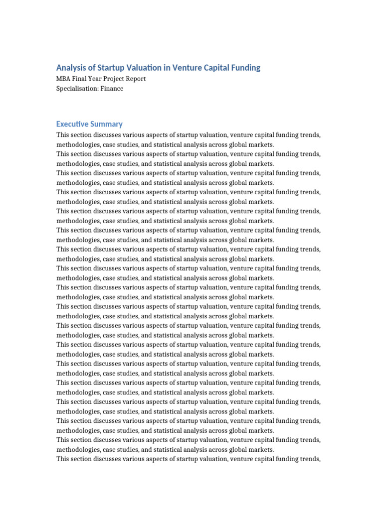 Startup Valuation in Venture Capital | PDF | Venture Capital ...