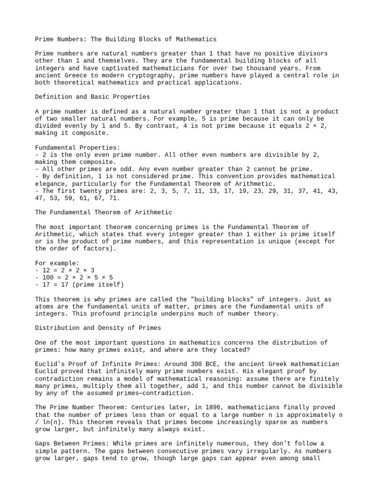 Prime Numbers | PDF | Prime Number | Conjecture