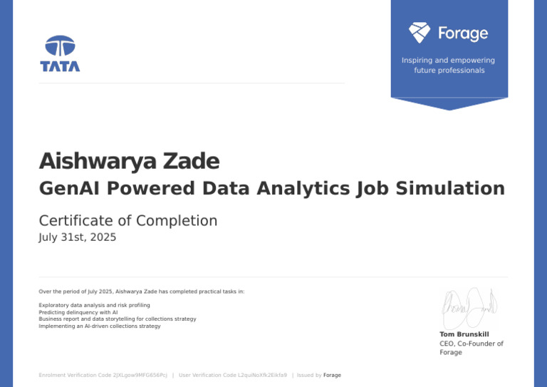 Tata Certificate | PDF