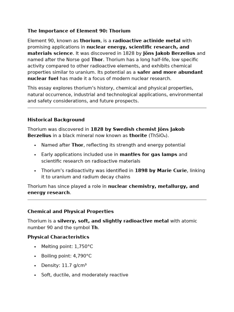 Importance Thorium | PDF | Uranium | Actinide
