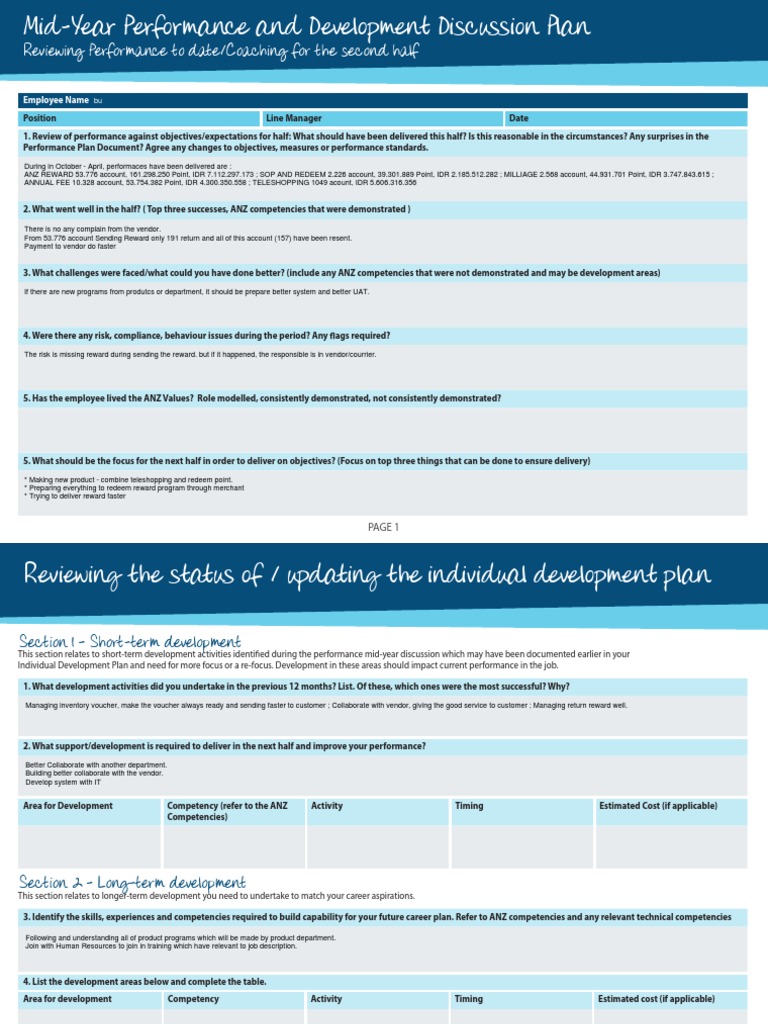 Mid Year Performance Development Discussion Plan 2012 | PDF ...