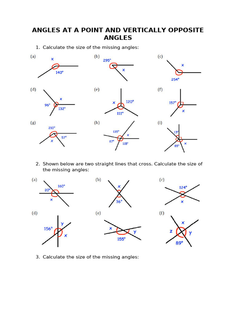 Angles at A Point and Vertically Opposite Angles | PDF