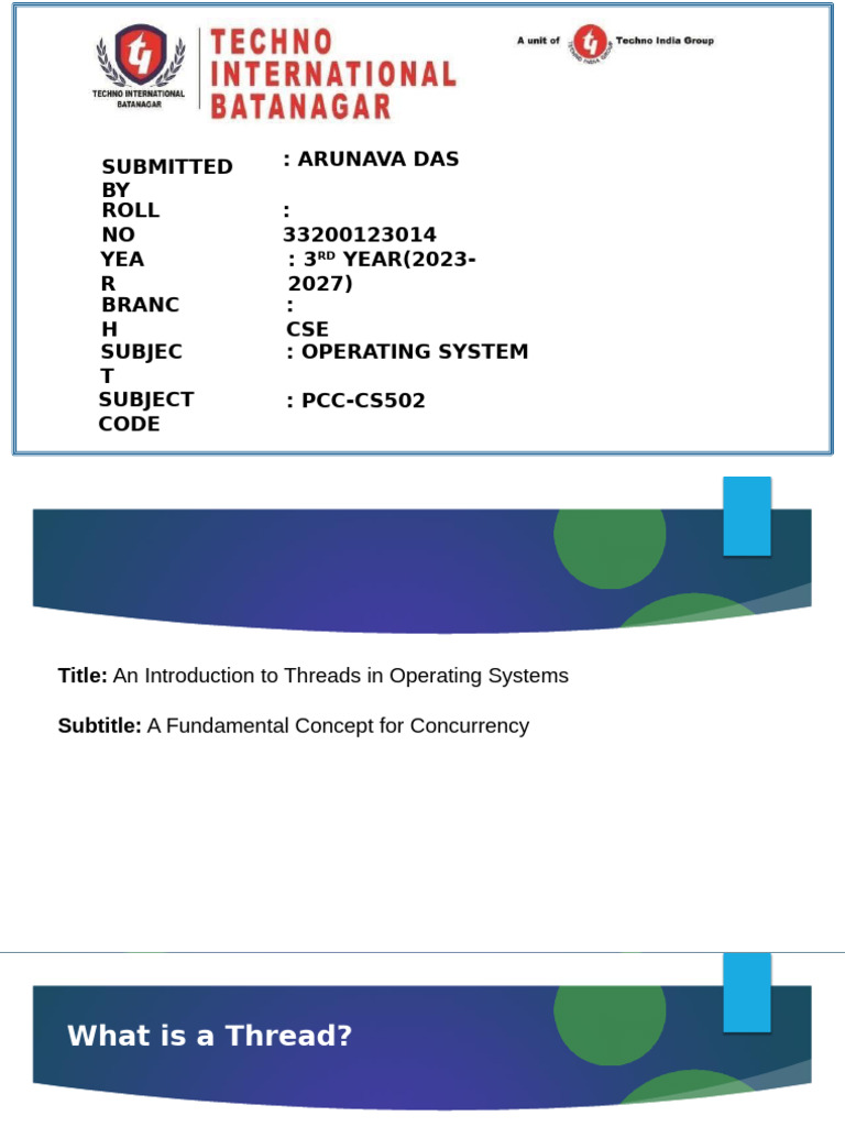 Arunava Das Operating System | PDF | Thread (Computing) | Process ...