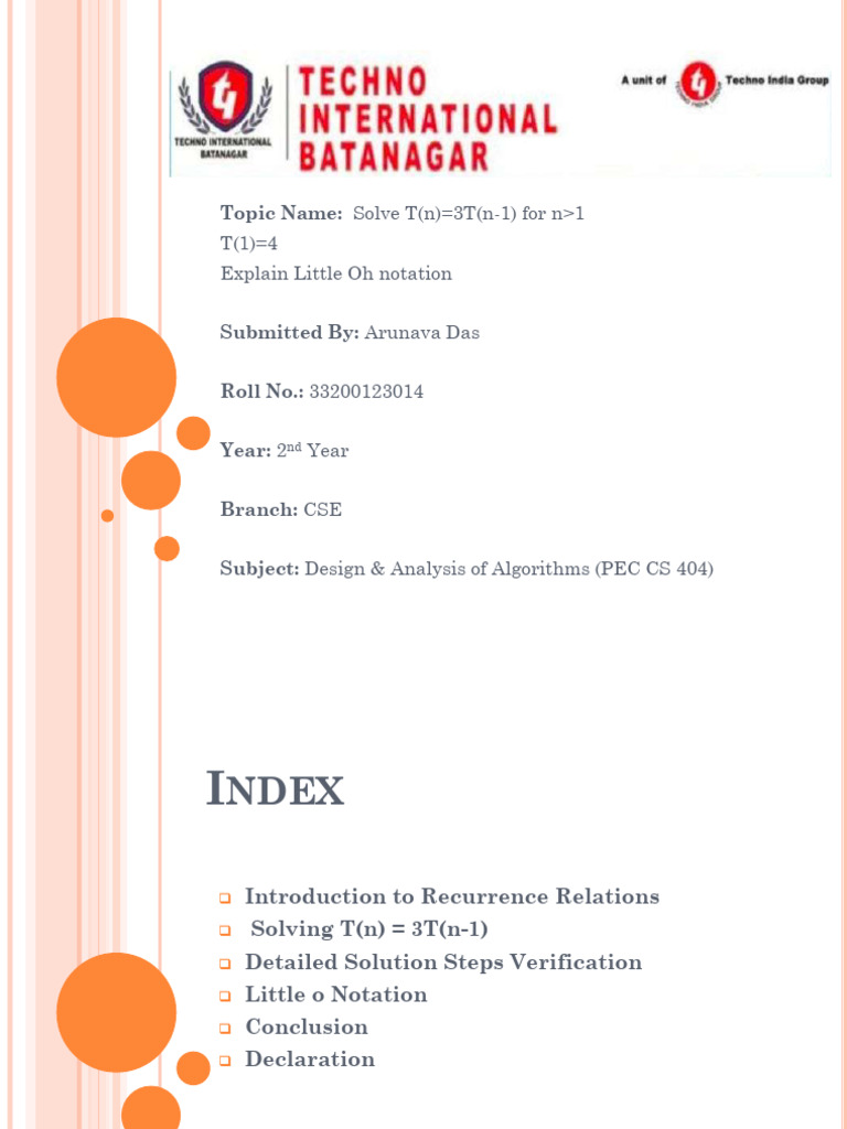 Arunava Das - 33200123014 - Pec CS 404 | PDF | Recurrence Relation ...
