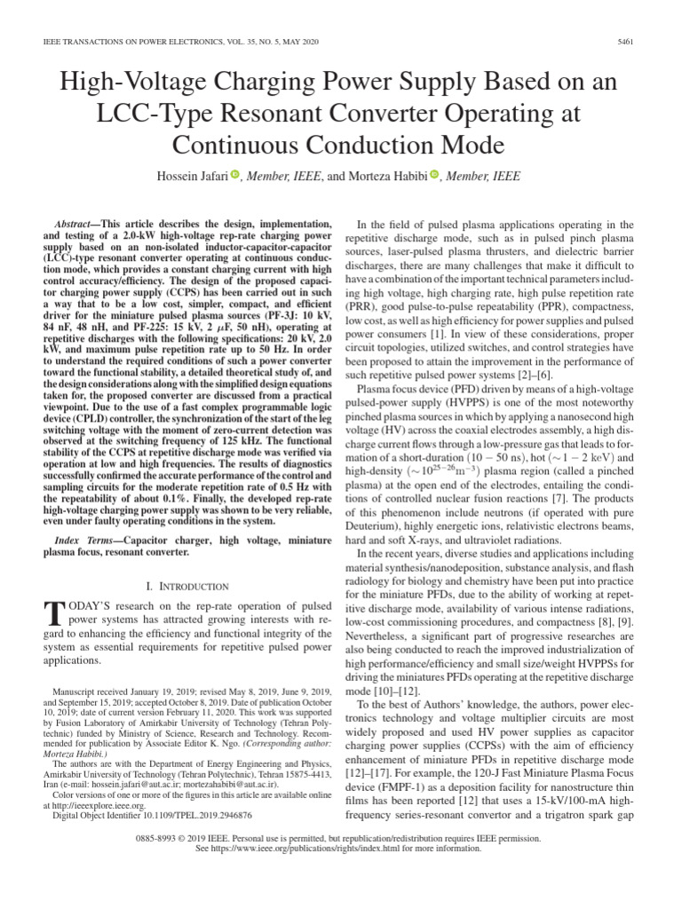 High-Voltage Charging Power Supply Based On An LCC-Type Resonant ...