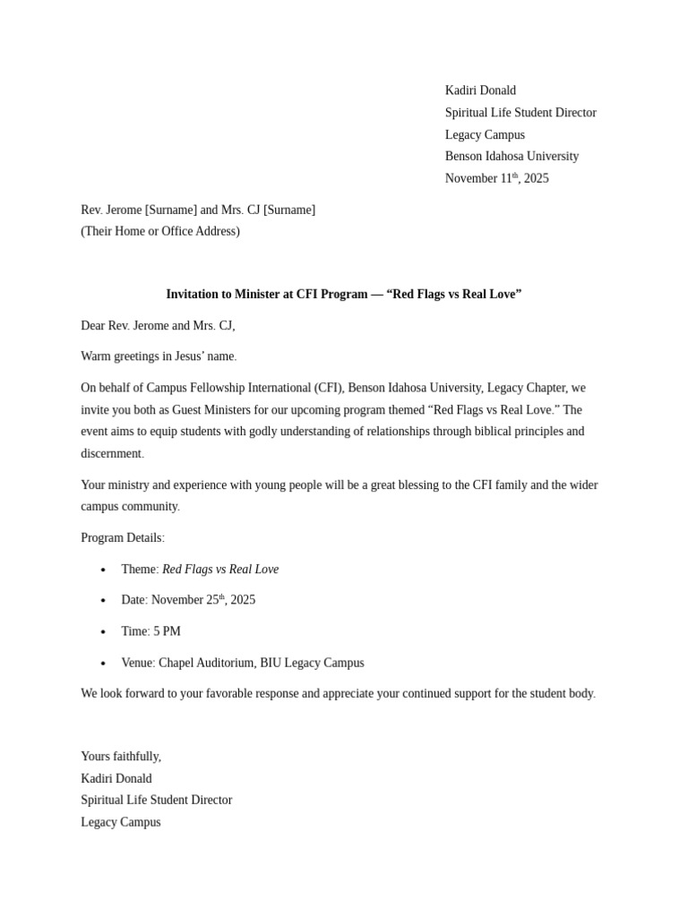 Invitation to CFI Program on Relationships | PDF