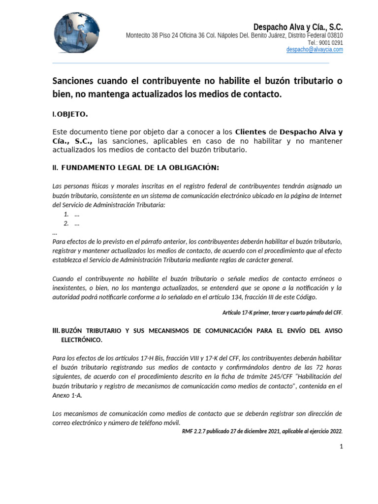 Actualización de Datos en Buzón Tributario | PDF