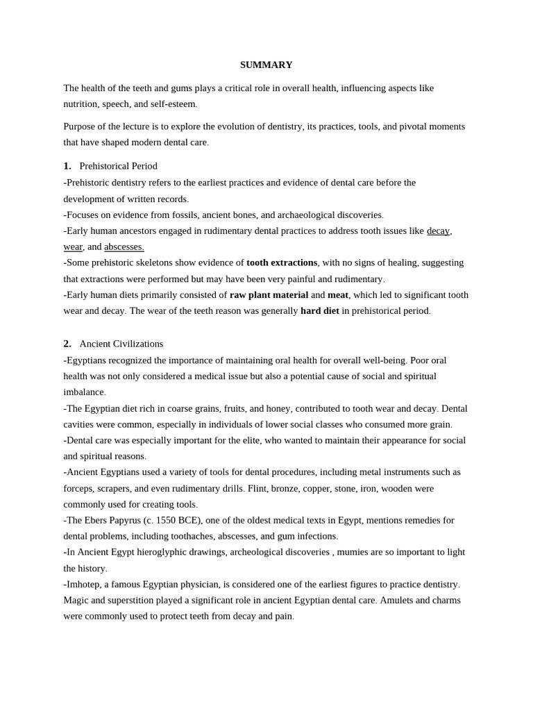 Summary | PDF | Dentistry | Health Sciences
