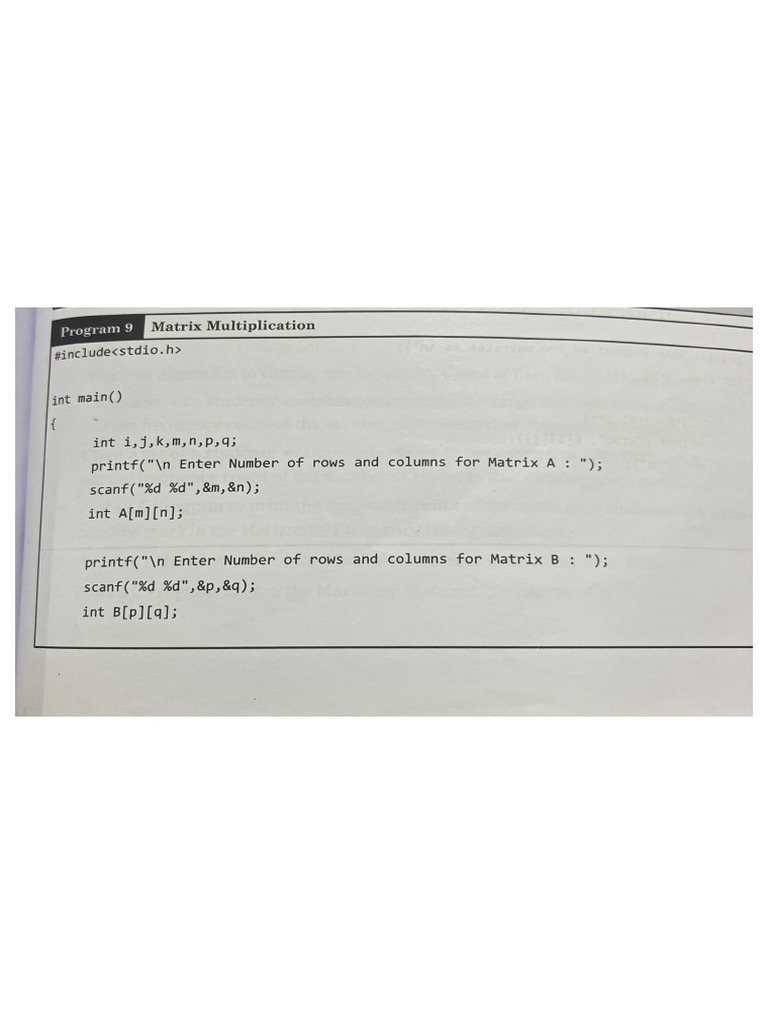 Multiplication of Two Matrix | PDF
