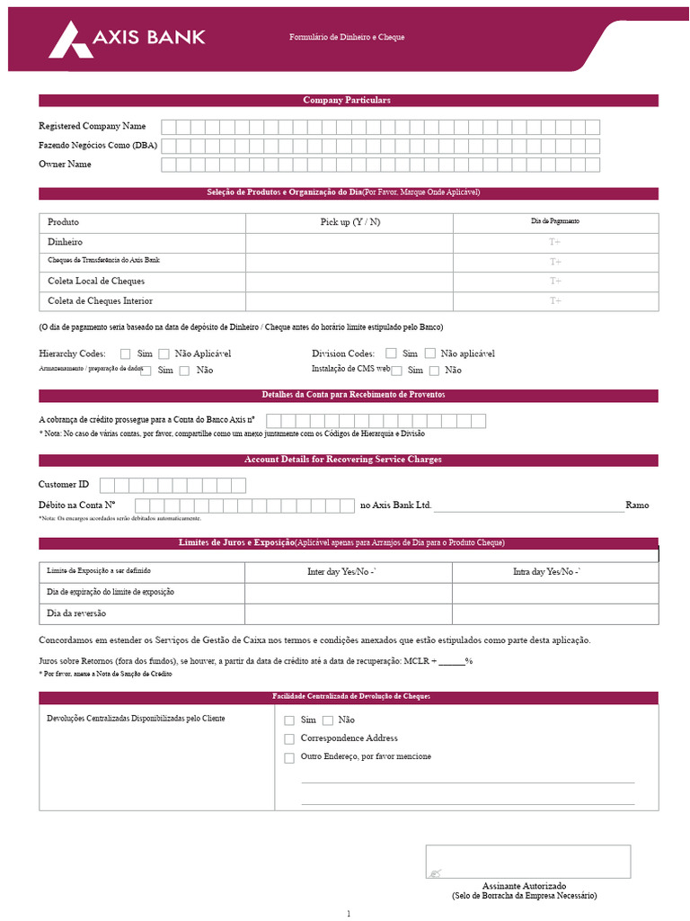 Formulário de Gestão de Caixa e Taxas | PDF | Cheque (banco) | Bancos