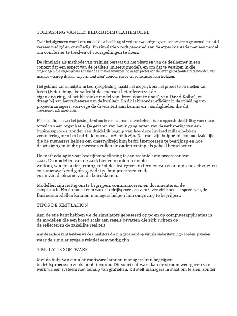 Toepassing Van Een Bedrijfs Simulatiemodel | PDF