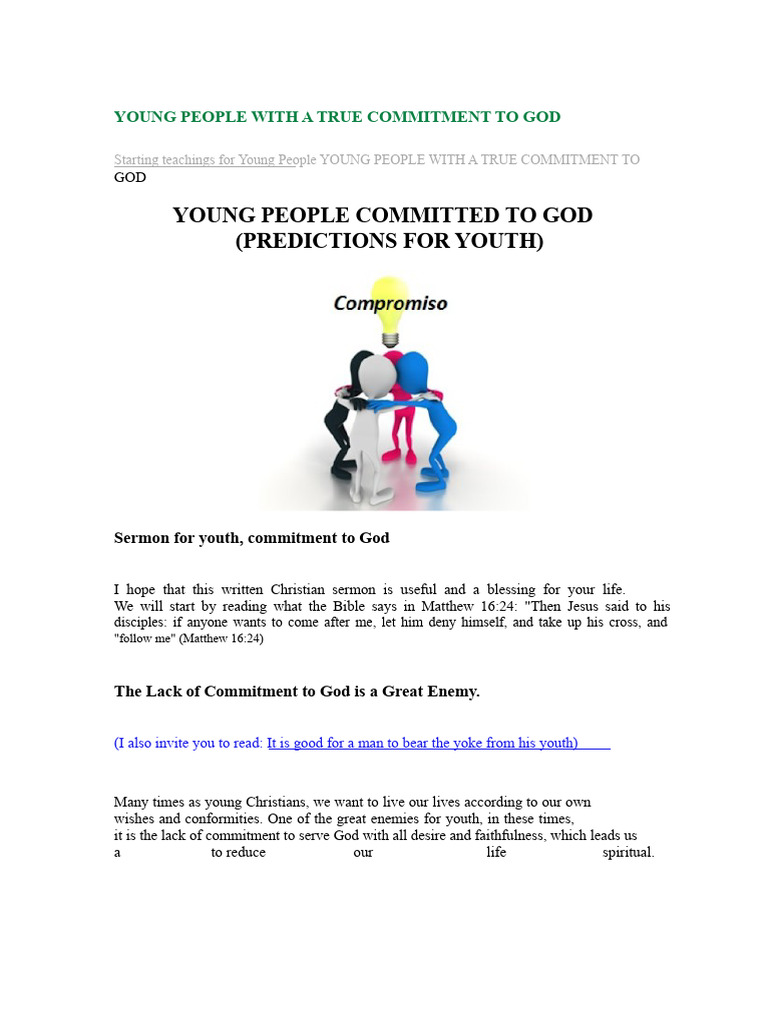 Commitment to God for Young People | PDF | David | God In Christianity