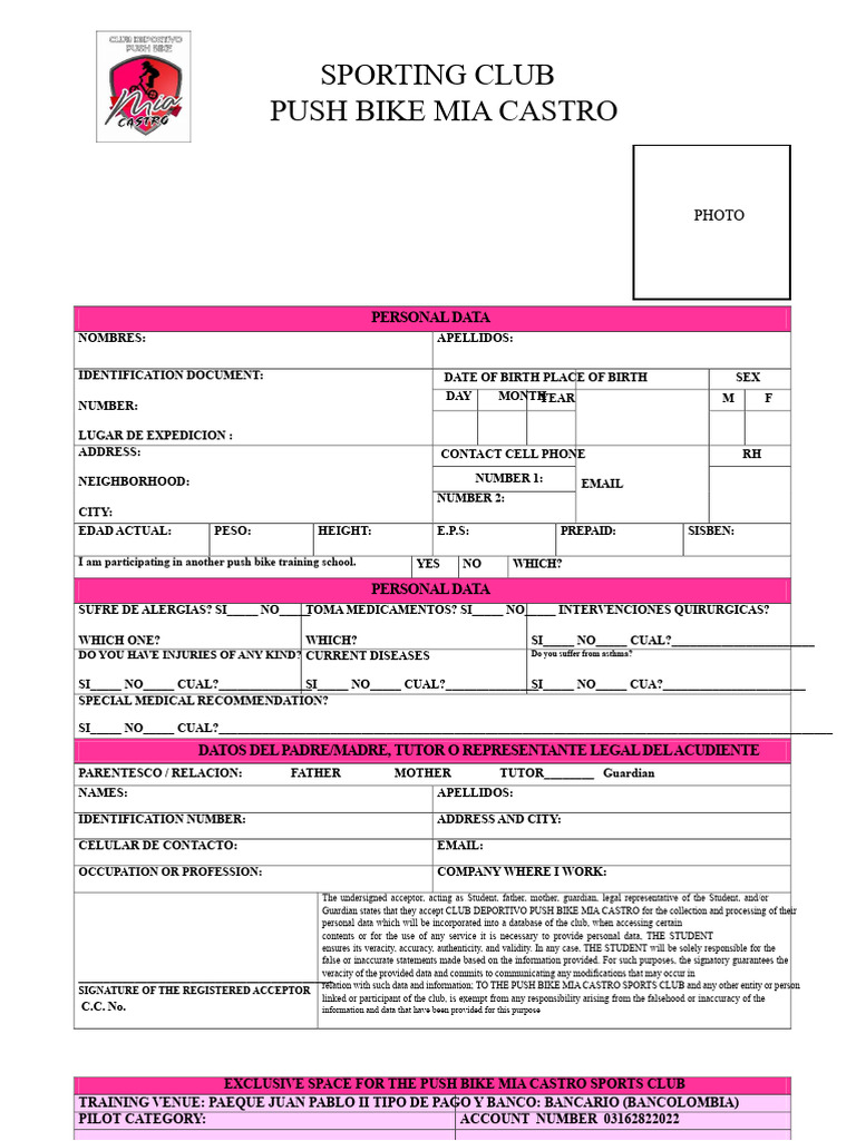 001 - Club Registration Form | PDF | Fee | Insurance