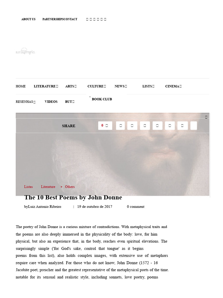 The 10 Best Poems by John Donne: Literature Arts Culture News Lists ...