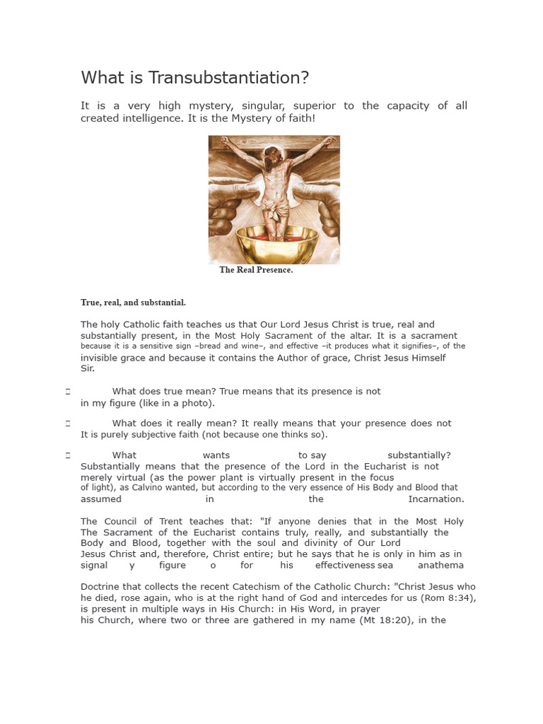 What Is Transubstantiation | PDF | Eucharist | Catholic Church