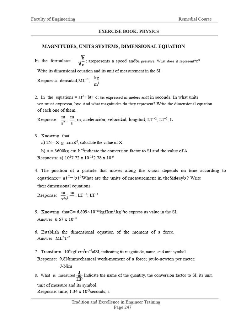 Engineering Physics Exercises UNA | PDF | Force | Euclidean Vector