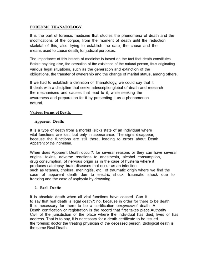 Forensic Thanatology | PDF | Death | Decomposition