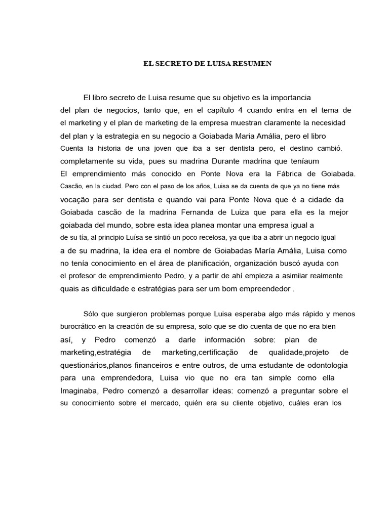 El Secreto de Luisa Resumen | PDF | Marketing | Negocios económicos