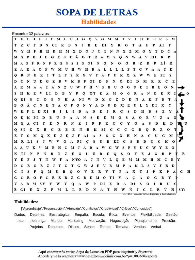 Sopa de Letras Habilidades | PDF