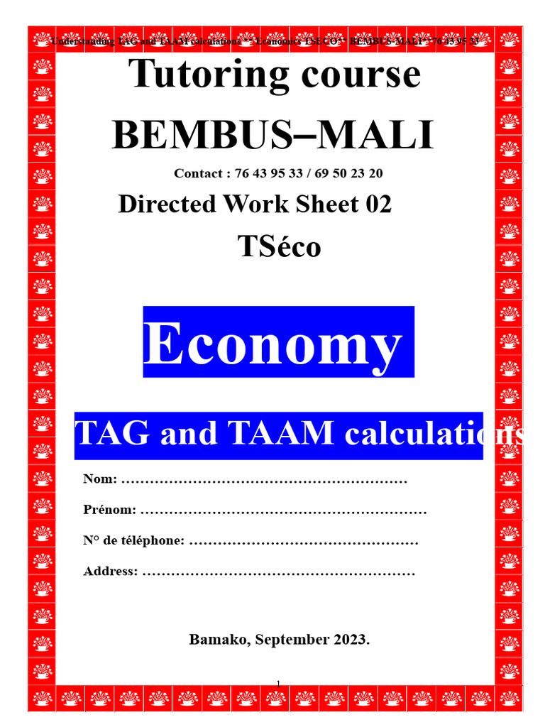 Calculation of TAAM and TAG VC | PDF | Gross Domestic Product | Index ...