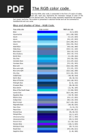 RGB Colour Names and Hex Codes List | PDF | Cyan | Blue