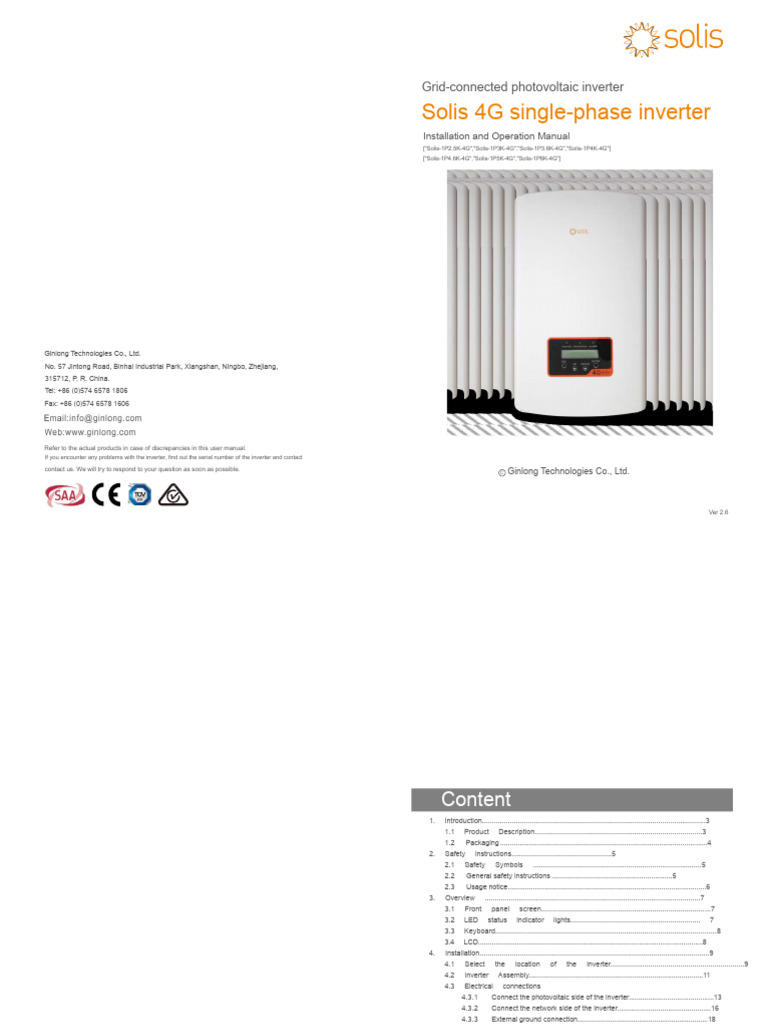 Solis 4G Inverter Installation Manual | PDF | Electrical Connector ...