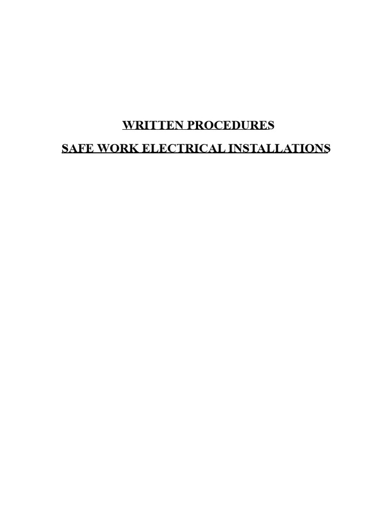 Written Procedure For Safe Work On Electrical Installations | PDF ...