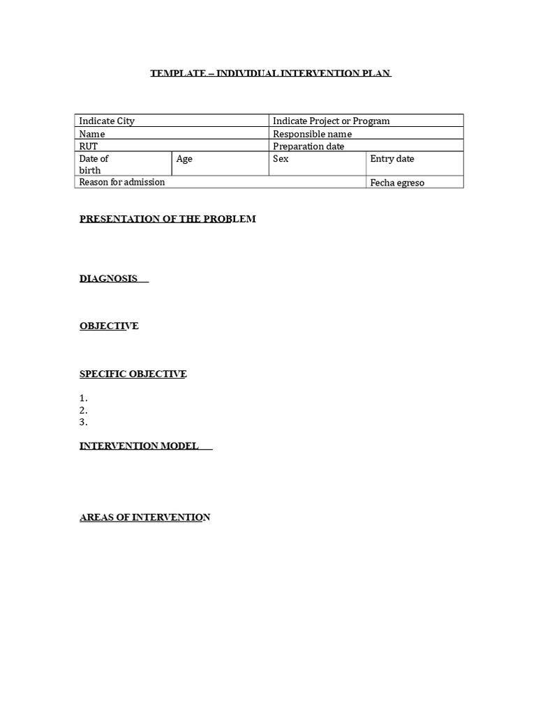 Template - Individual Intervention Plan | PDF