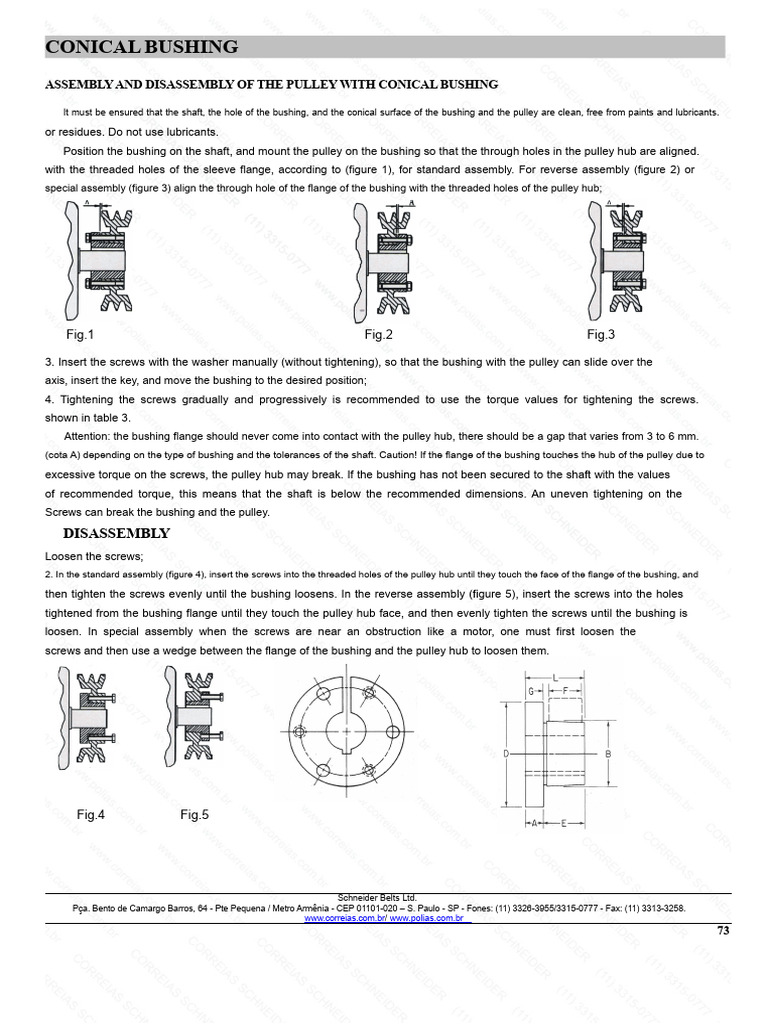 Assembly and Disassembly of The Pulley With Conical Bushing | PDF ...