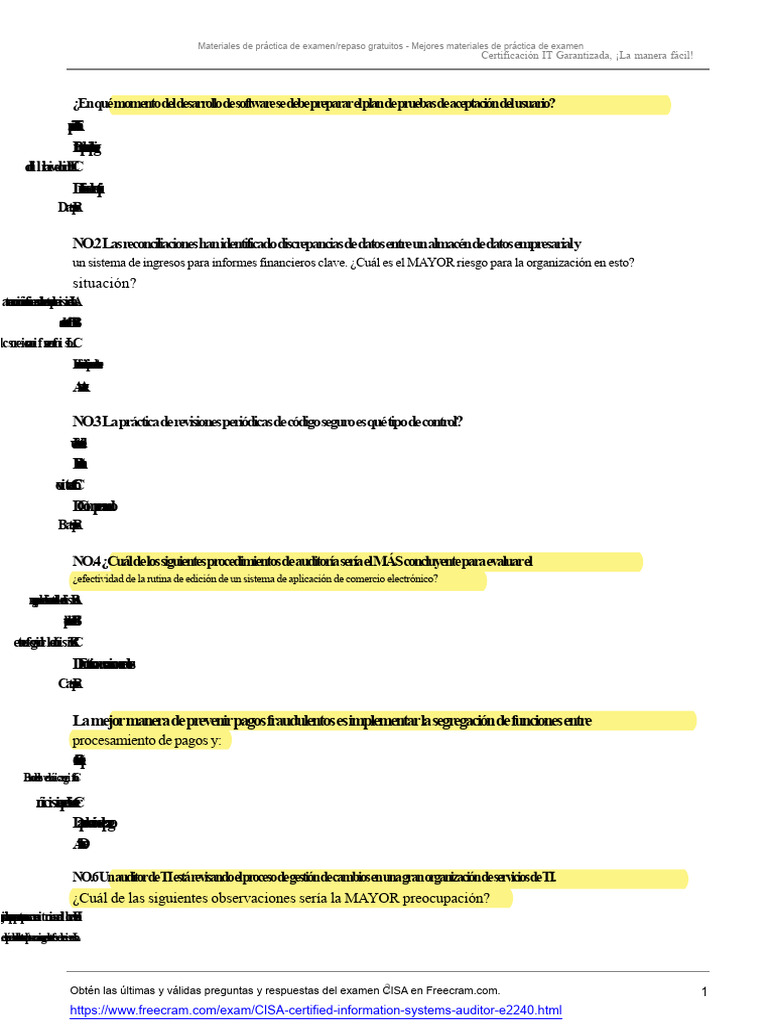 CISA 30 Preguntas | PDF | Informática | Tecnologías de la información