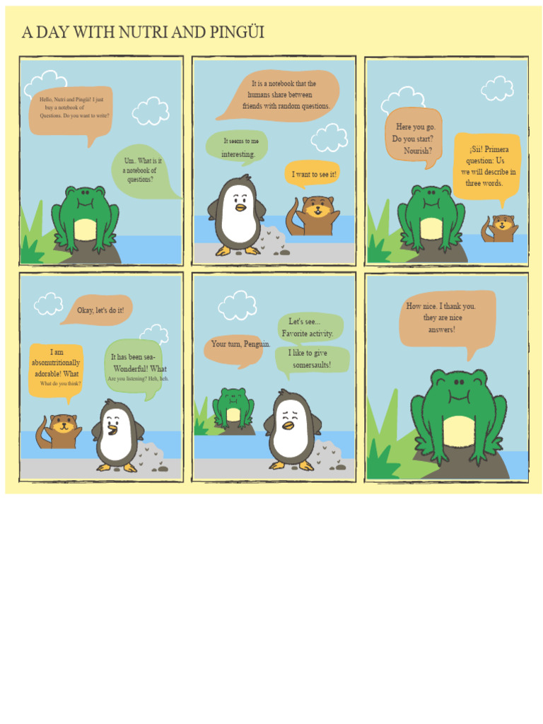 Comic Strip With 6 Panels Blue and Green Animals | PDF