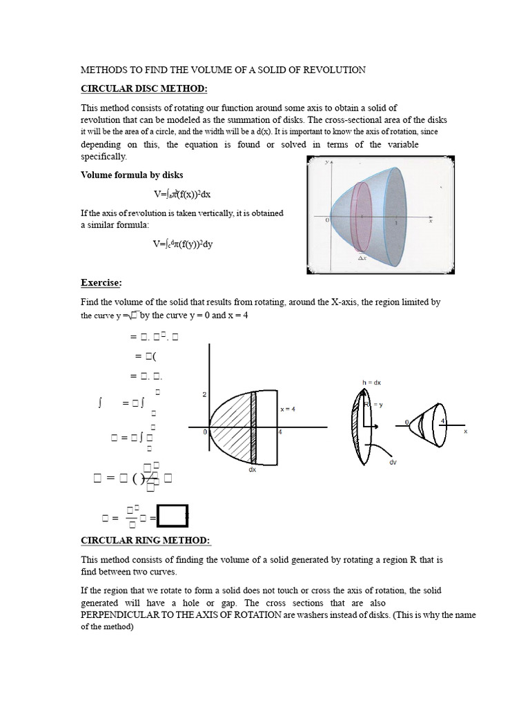 Volume Calculation of Solids of Revolution | PDF | Volume | Mathematics