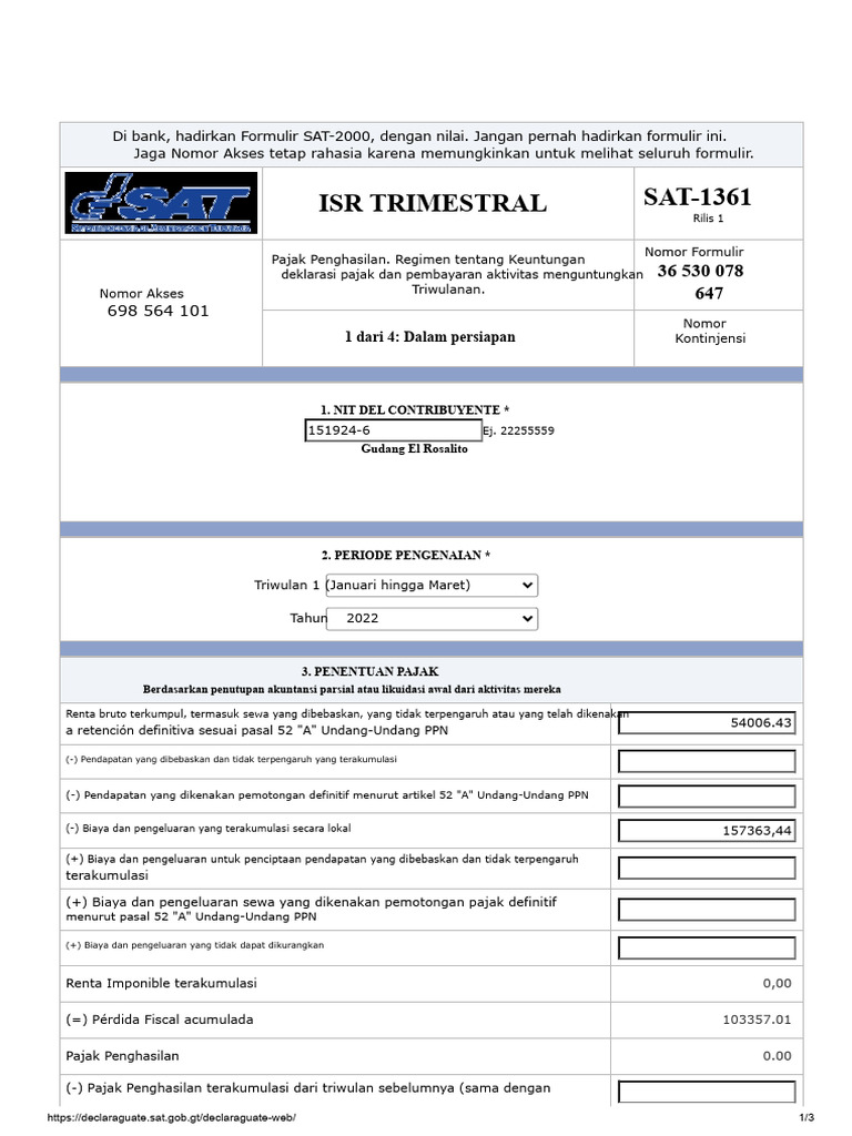 Panduan Formulir Pajak SAT-1361 2022 | PDF