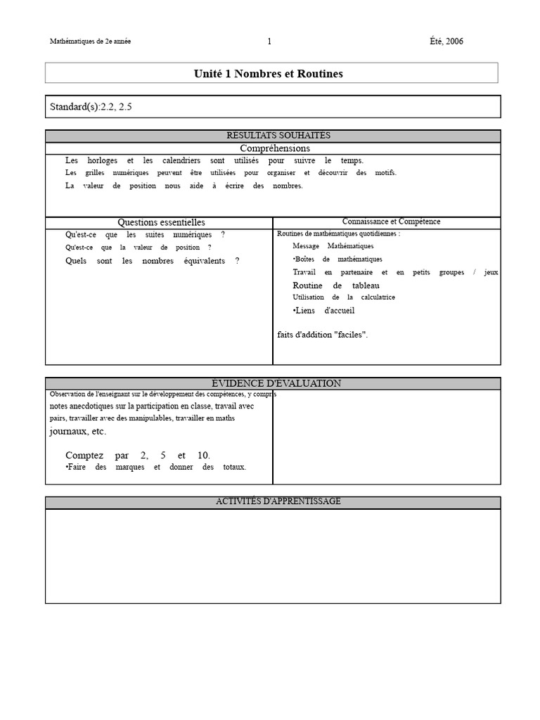 Mathématiques de 2e année : Concepts clés | PDF | Mathématiques ...