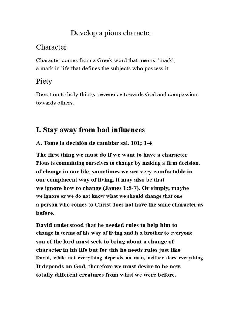 Develop A Pious Character (Autosave) | PDF | Jesus | God In Christianity