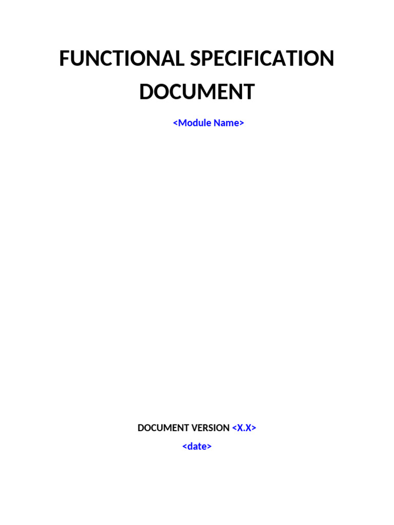 Functional Specification Document Template | PDF | Specification (Technical Standard) | System