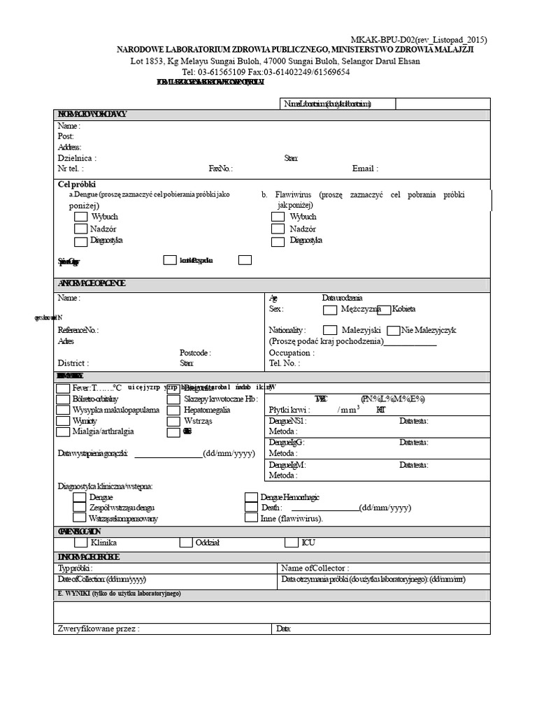 Formularz Denggi | PDF