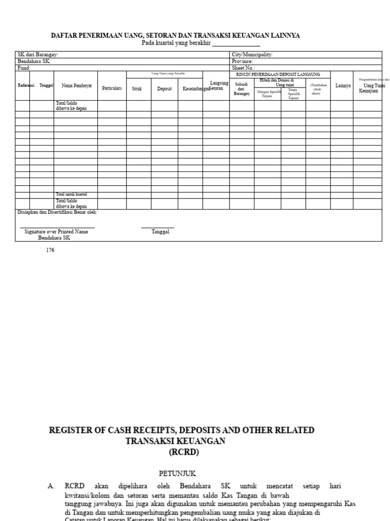 Catatan Penerimaan dan Setoran SK | PDF