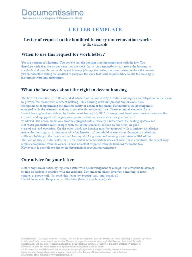 Tenant Request for Housing Renovations | PDF | Landlord | Lease