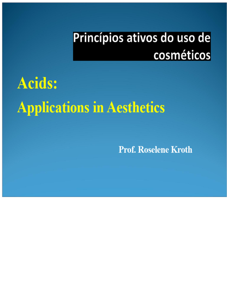 Acids in Aesthetics SENAC | PDF | Epidermis | Acid