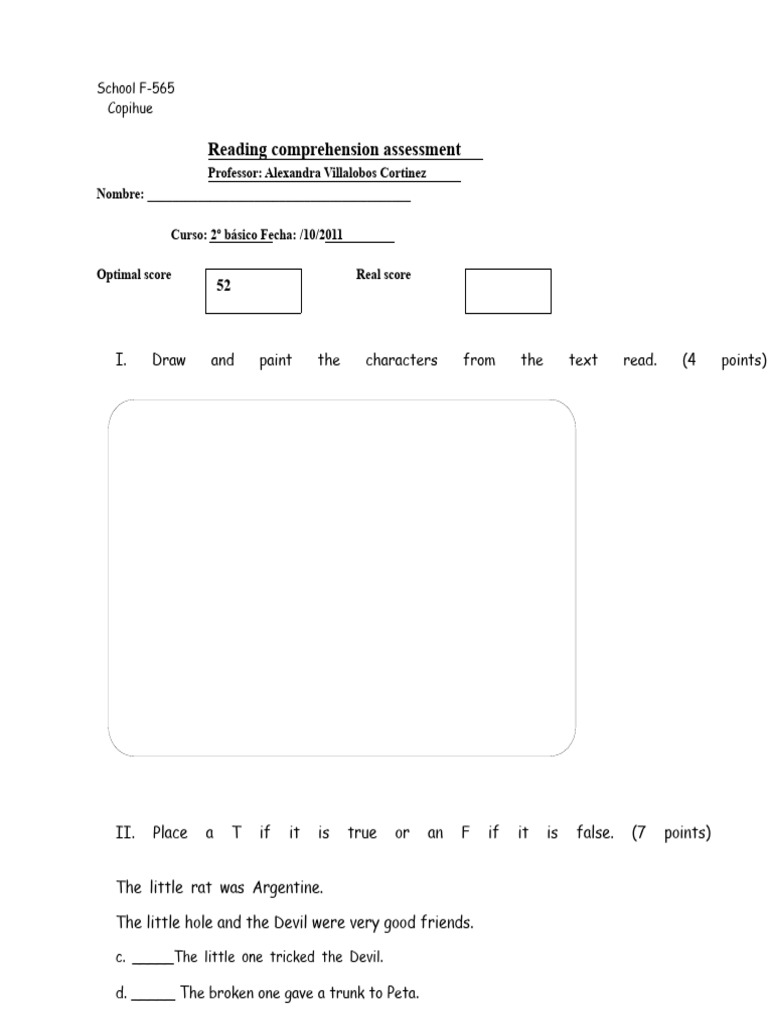 Reading Comprehension Test The Broken One Who Deceived The Devil | PDF