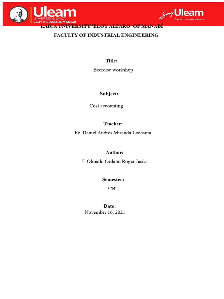 Accounting Workshop | PDF | Cost Of Goods Sold | Retained Earnings