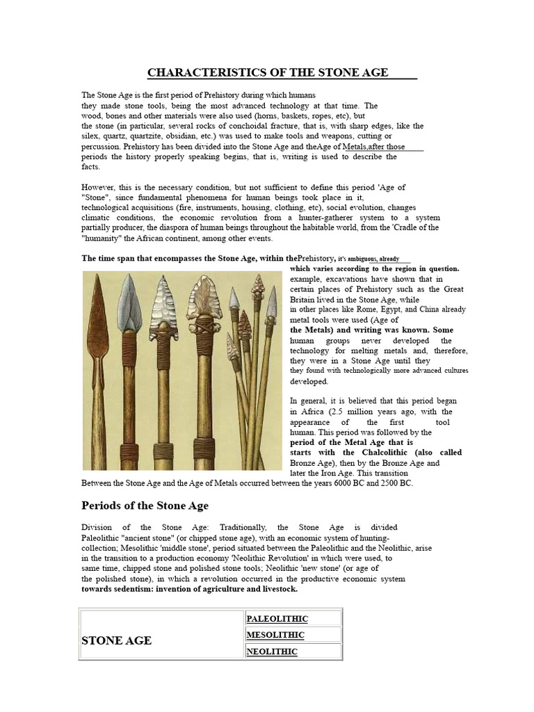 Characteristics of The Stone Age | PDF | Stone Age | Neolithic