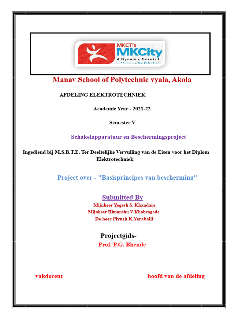 Schakelapparatuur en Bescherming Microproject | PDF