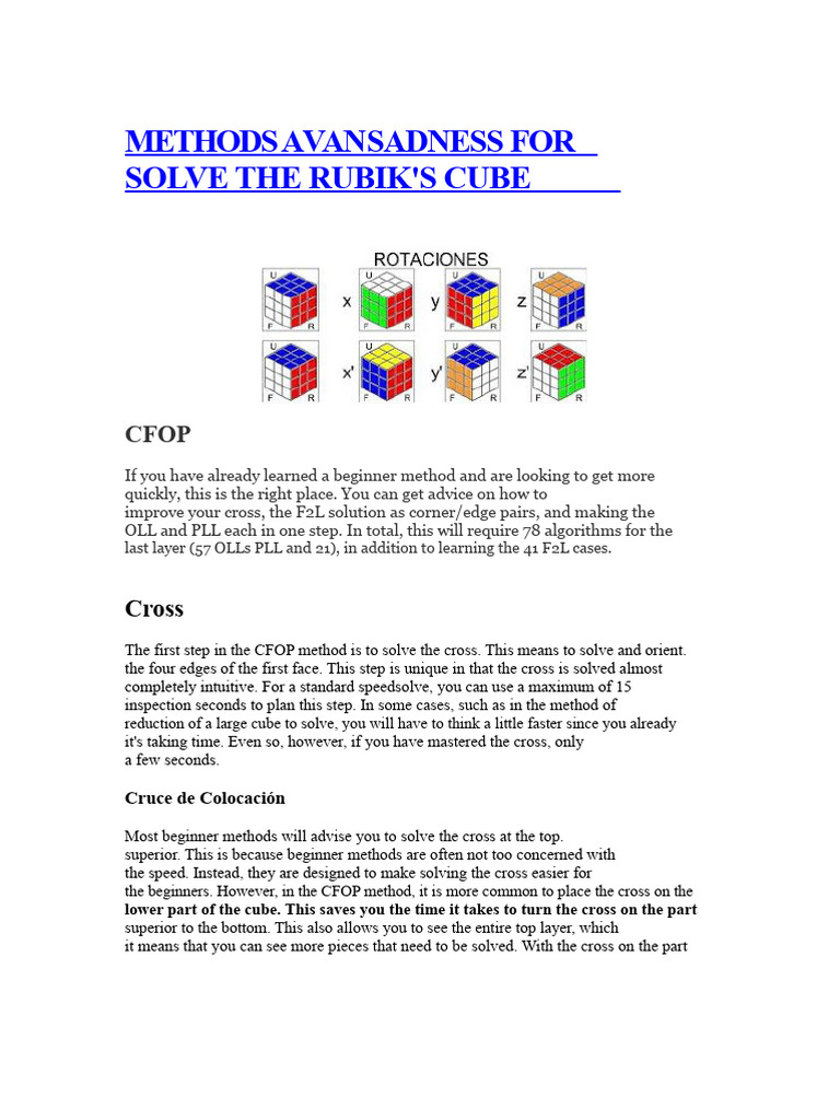 Advanced CFOP Methods for Rubik's Cube | PDF | Recreational Mathematics ...