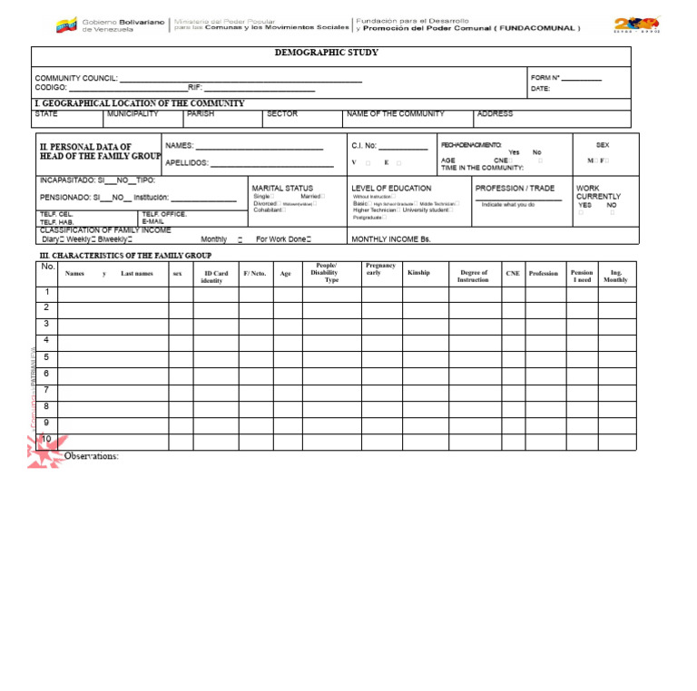 Demographic Census Form | PDF