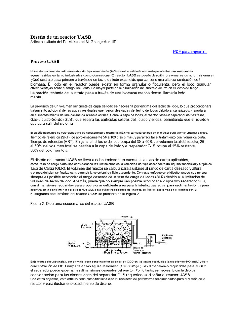 Diseño Eficiente de Reactor UASB | PDF | Tecnología Ambiental ...
