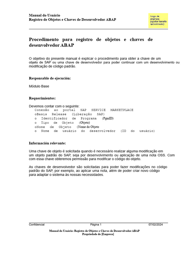 Registro de Objetos e Chaves Desenvolvedor ABAP | PDF | Informática | Programas