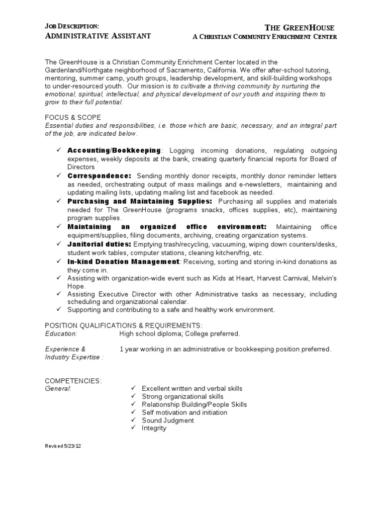Administrative Assistant Job Posting | Download Free PDF | Résumé ...