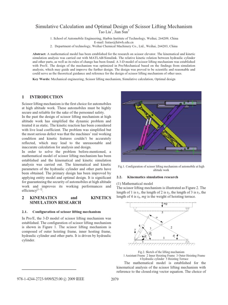 Simulative Calculation and Optimal Design of Scissor Lift Mechanism ...